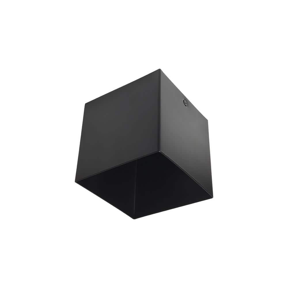 Sunlite 4 in. 1-Light Matte Black Aluminum Cube Design Downlight Flush ...