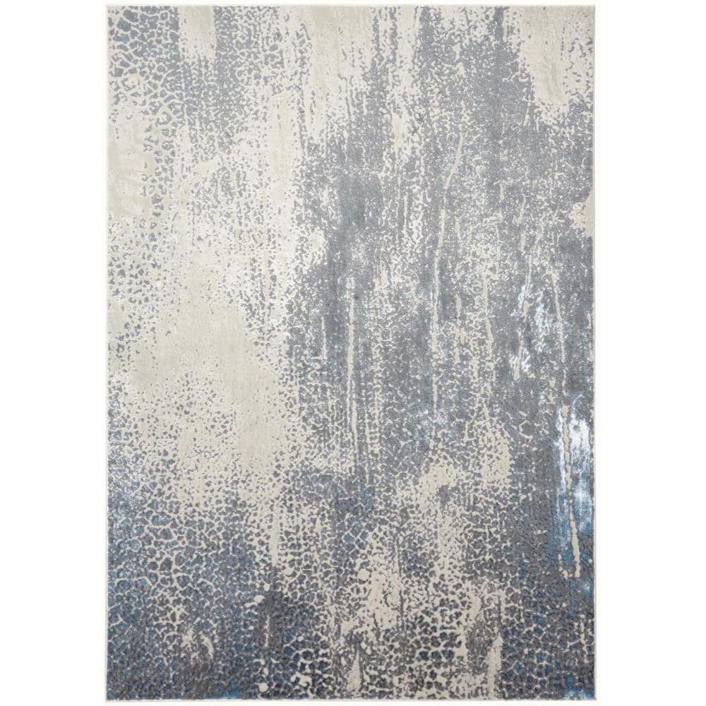 HomeRoots 2 ft. x 8 ft. Gray, Ivory Abstract Area Rug 2000513003 - The ...