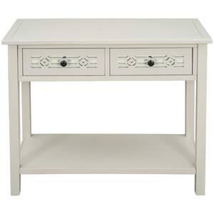 Eccostyle 28 in. White Square Composite Console Table with 2-Drawers ...