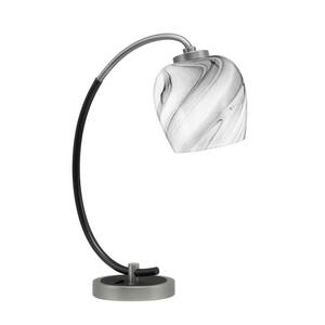 Delgado 18.25 in. Graphite and Matte Black Accent Desk Lamp with Onyx ...
