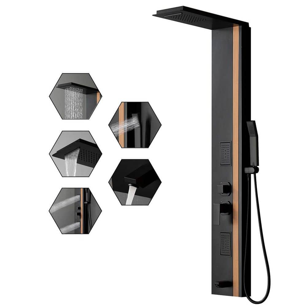 HOMEMYSTIQUE 2-Jet Rainfall Shower Panel System with Rainfall Waterfall ...