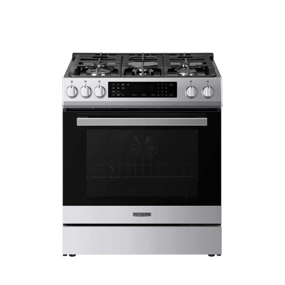 Hamilton Beach 30 in. 5-Burner Slide-in Dual Fuel Range in Stainless Steel with LED Touch ...