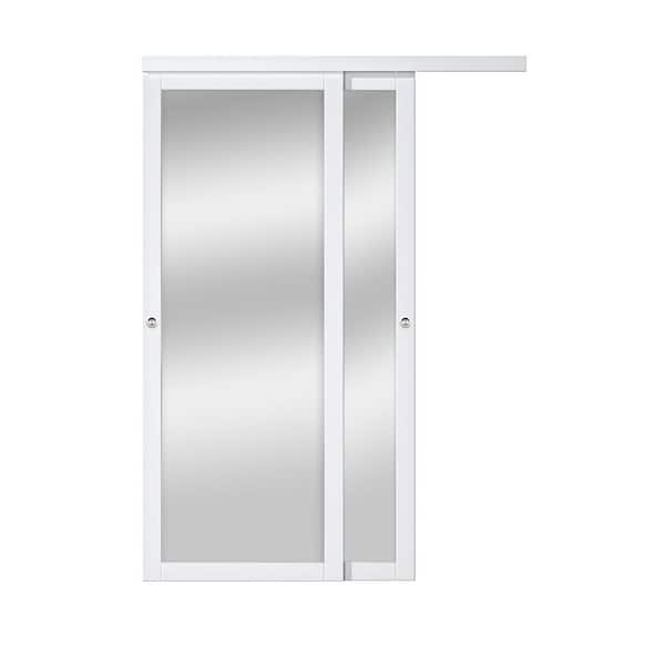 ARK DESIGN 72 in. x 80 in. 1-Lite Mirror Glass White Finished MDF ...