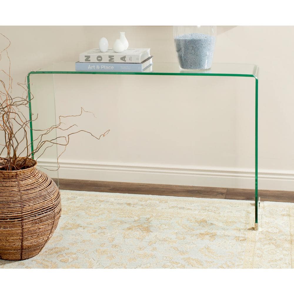 SAFAVIEH Ambler 44 in. Clear Glass Console Table FOX6012A The Home Depot