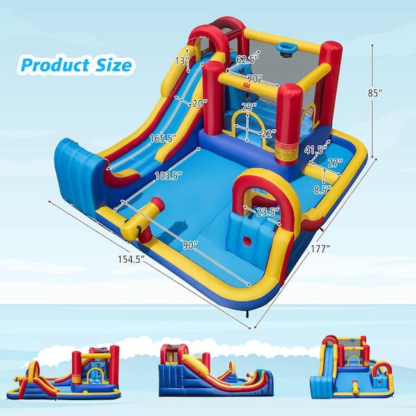 Gymax Inflatable Bounce House Water Slide Giant Kids Water Park w ...