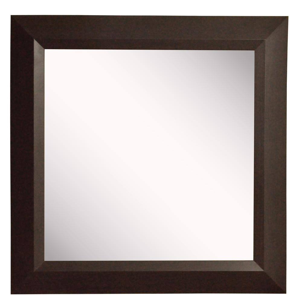 24 in. W x 24 in. H Framed Square Bathroom Vanity Mirror in Brown S016M ...