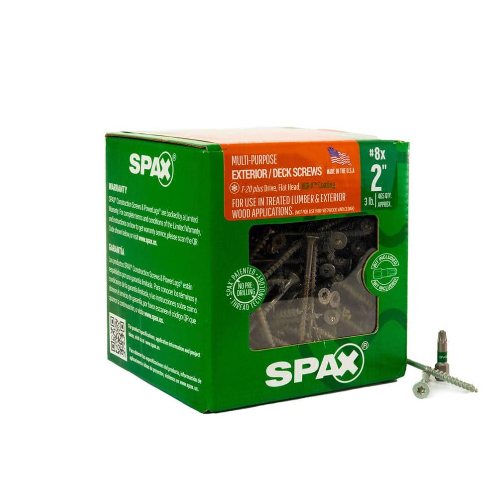 SPAX #8 x 2 in. Exterior Flat Head Deck Wood Screws Construction Torx T ...