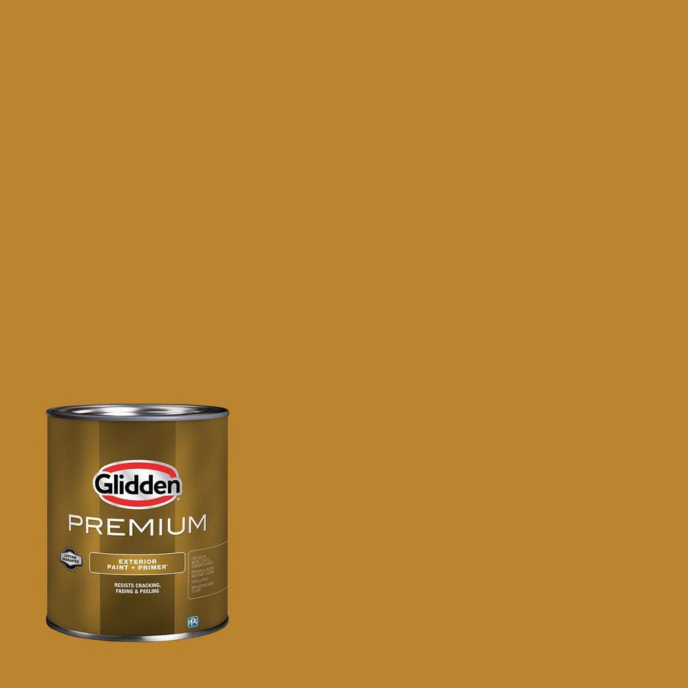 Glidden Premium 1 qt. Gothic Gold PPG1208-7 Semi-Gloss Exterior Latex ...