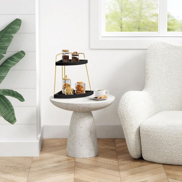 2-Shelf Black and Gold Modern Space-Saving Vanity Storage Holder Tray ...