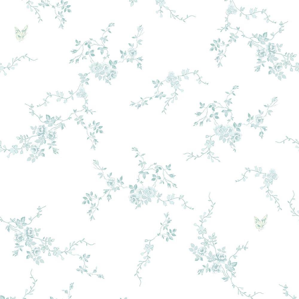 Shabby Chic Butterflies Blue Wallpaper 125108 - The Home Depot