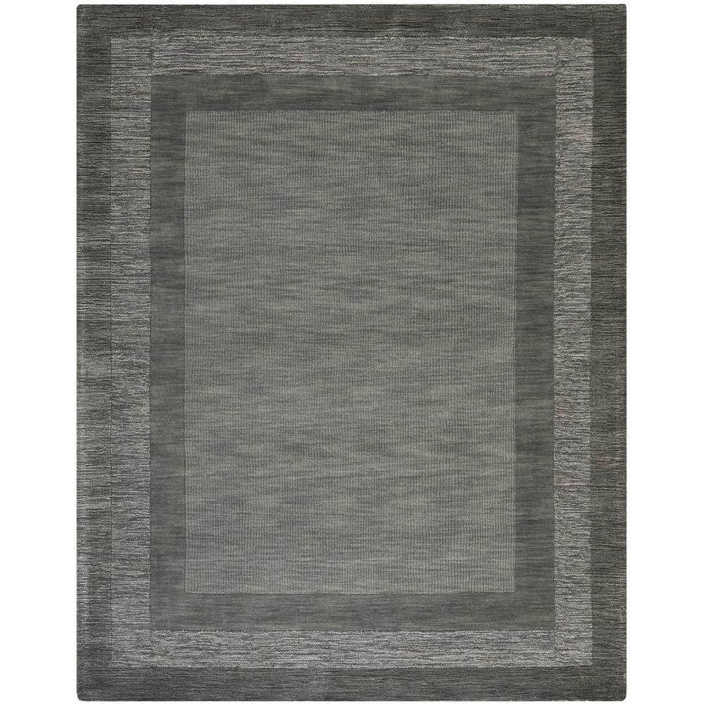SAFAVIEH Impressions Charcoal/Blue 8 ft. x 10 ft. Border Area Rug IM821B-8