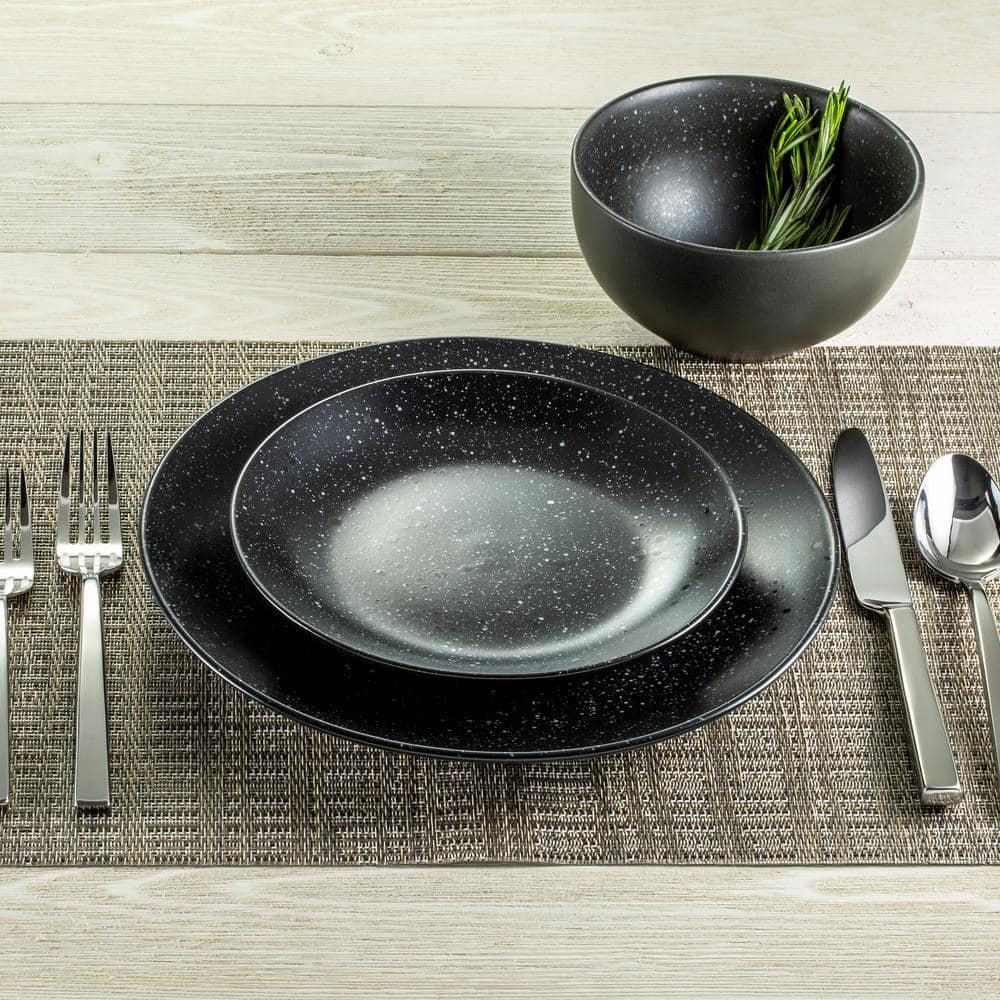 Sango Maui 12-Piece Casual Black Stoneware Dinnerware Set (Service for ...