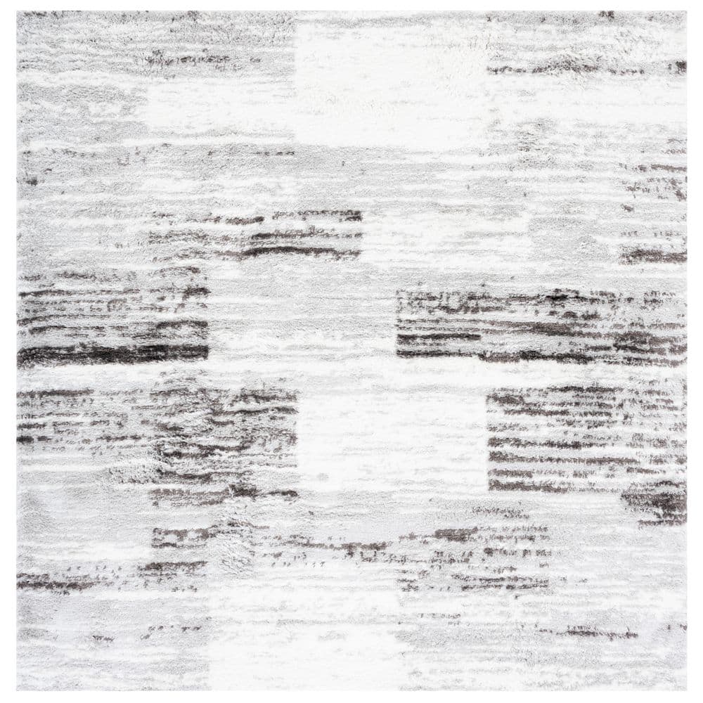 SAFAVIEH Berber Shag Grey/Light Grey 7 ft. x 7 ft. Distressed Square ...