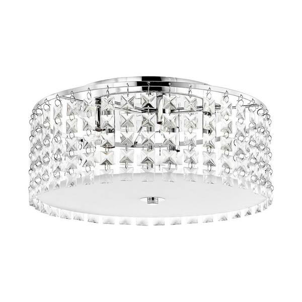 WINGBO 15 in. 5-Light Brushed Nickel Flush Mount FX-0208CH - The Home Depot