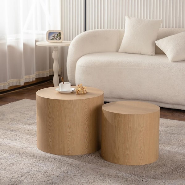 Noble House Nathan Modern 18.89 in. and 14.96 in. Natural Round MDF ...