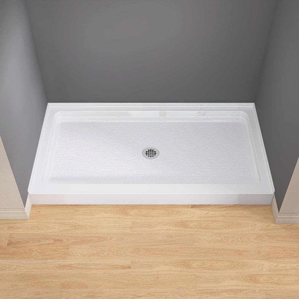 NTQ 60 in. x 32 in. Acrylic Single Threshold Shower Pan Alcove Floor ...