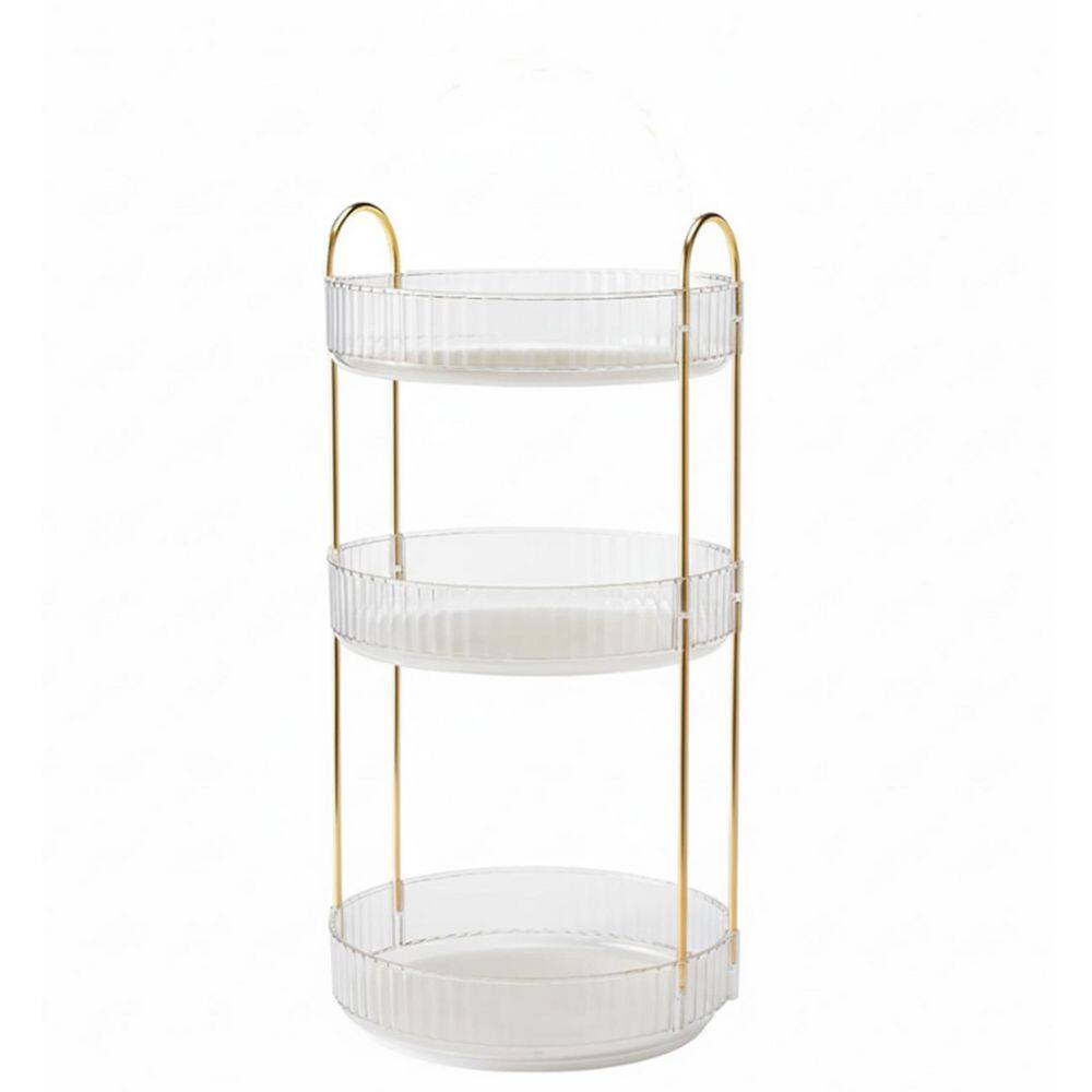 Clear 9 in. x 12.5 in. Plastic 3 Tier Round Counter Organizer Desk ...