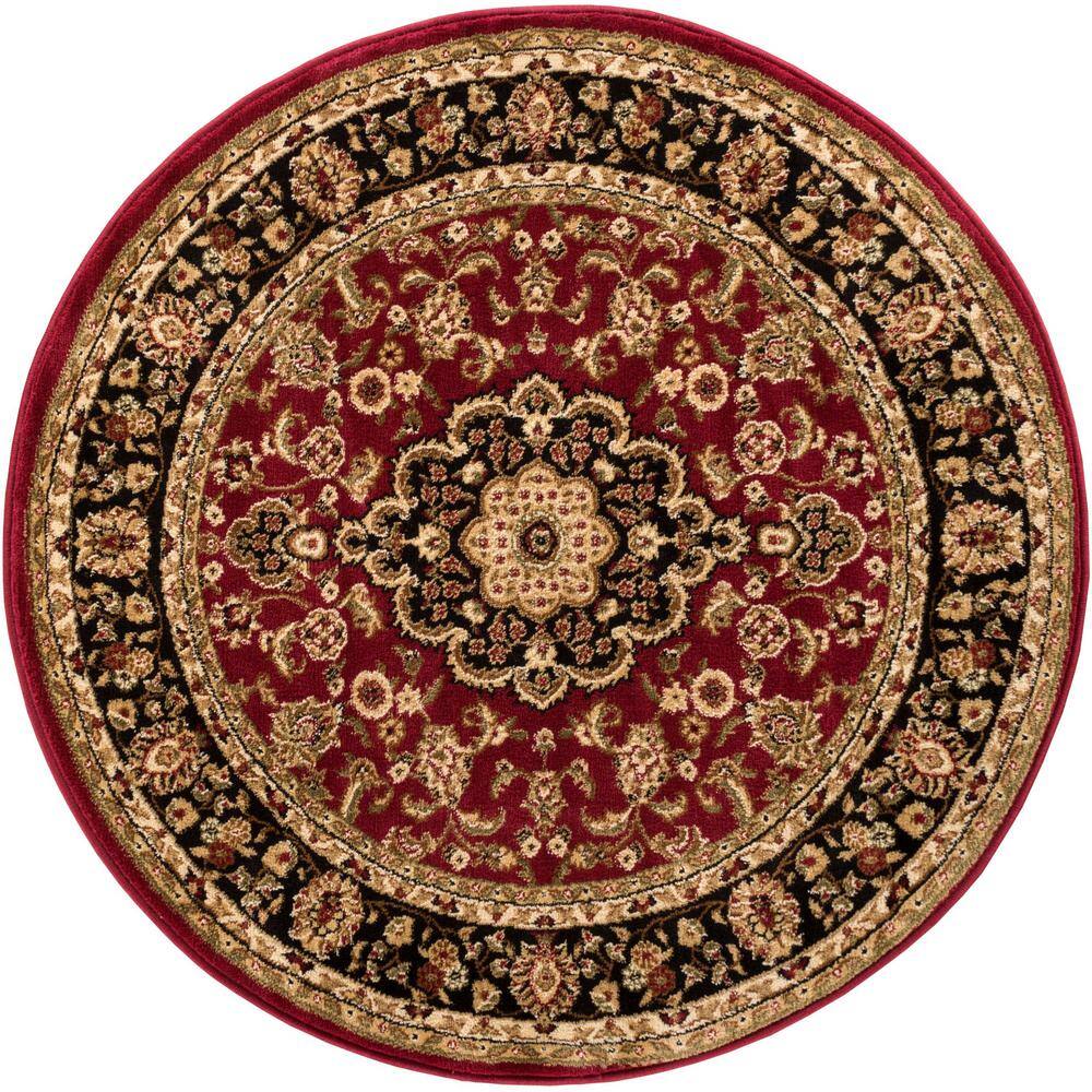 Well Woven Barclay Medallion Kashan Red 5 ft. x 5 ft. Round Traditional ...