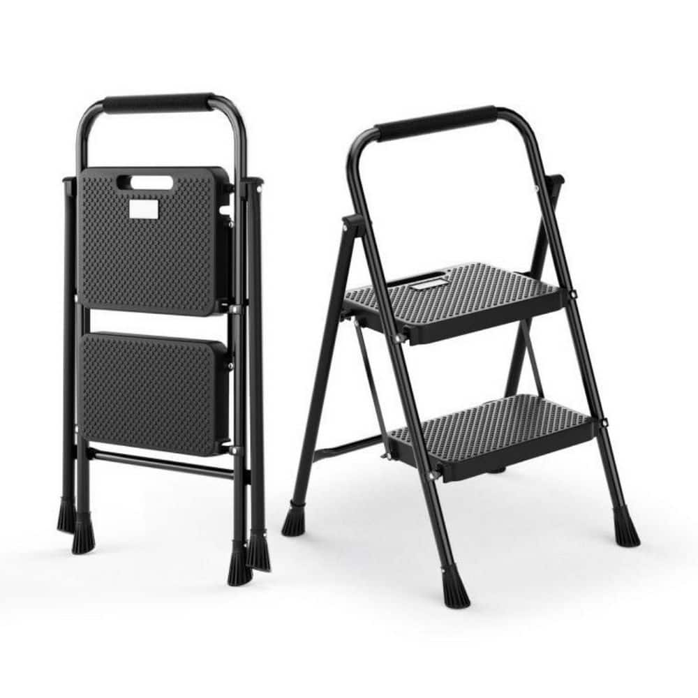 Cisvio Portable. 2-Step Ladder Reach Height 31 in. Metal Folding Ladder ...