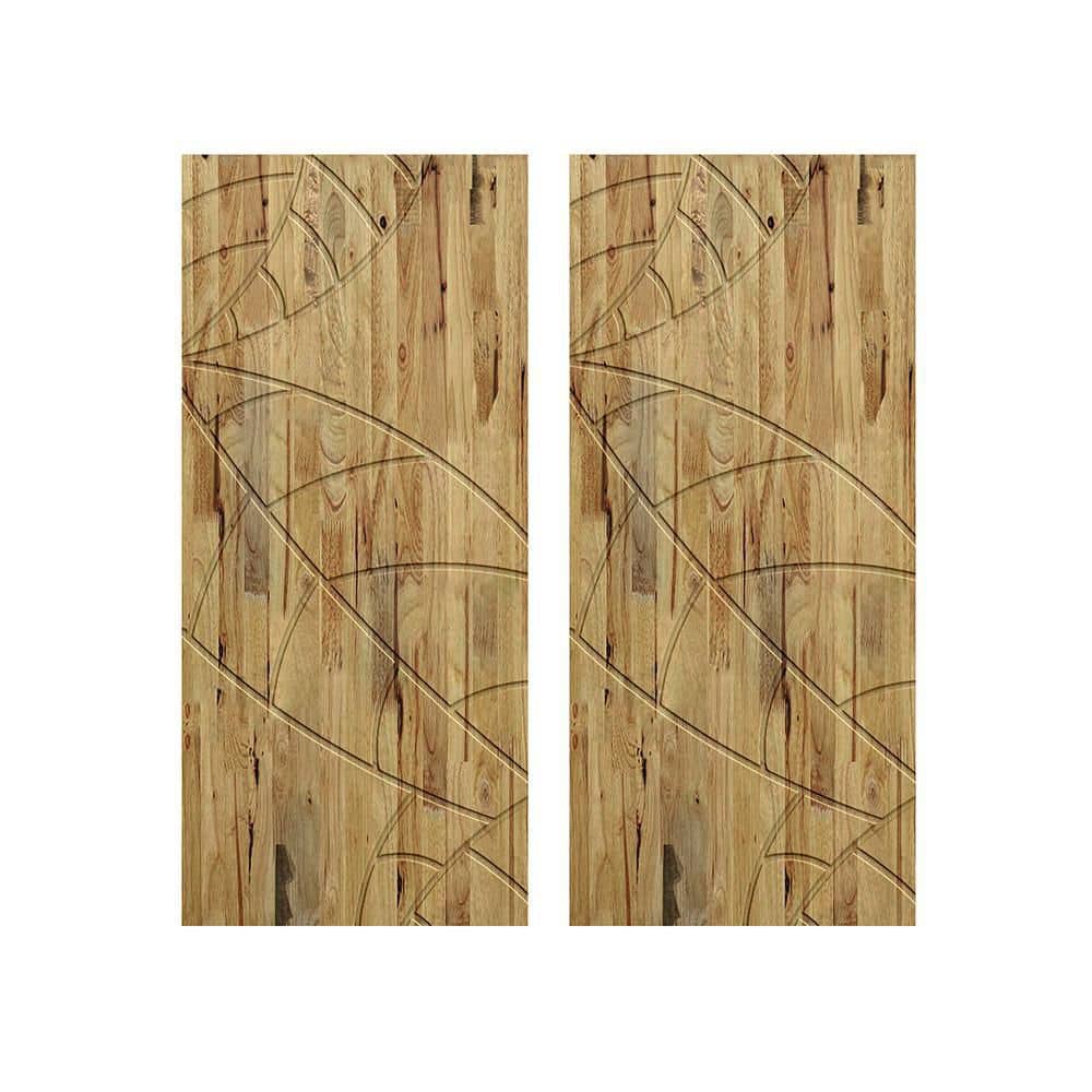 CALHOME 84 in. x 96 in. Hollow Core Weather Oak Stained Pine Wood ...