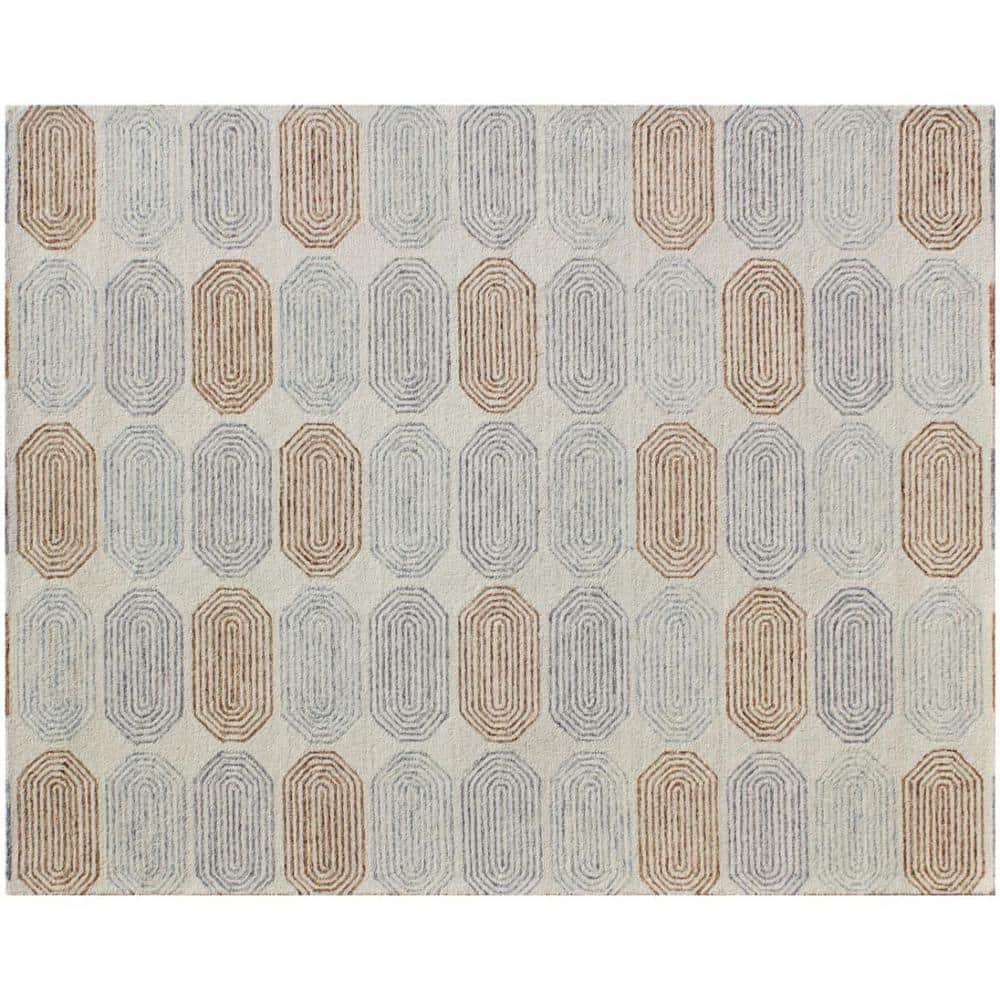 HomeRoots 5 ft. x 8 ft. Ivory and Silver Abstract;Geometric Area Rug ...