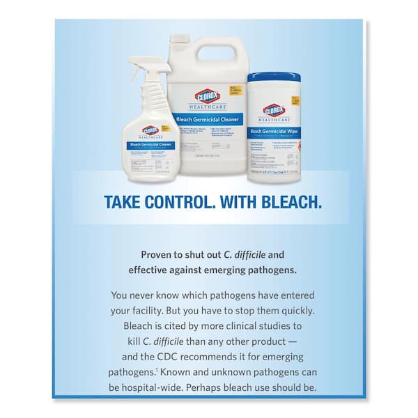 Clorox Healthcare Bleach Germicidal Disinfecting Wipes, 6 in. x 5in ...