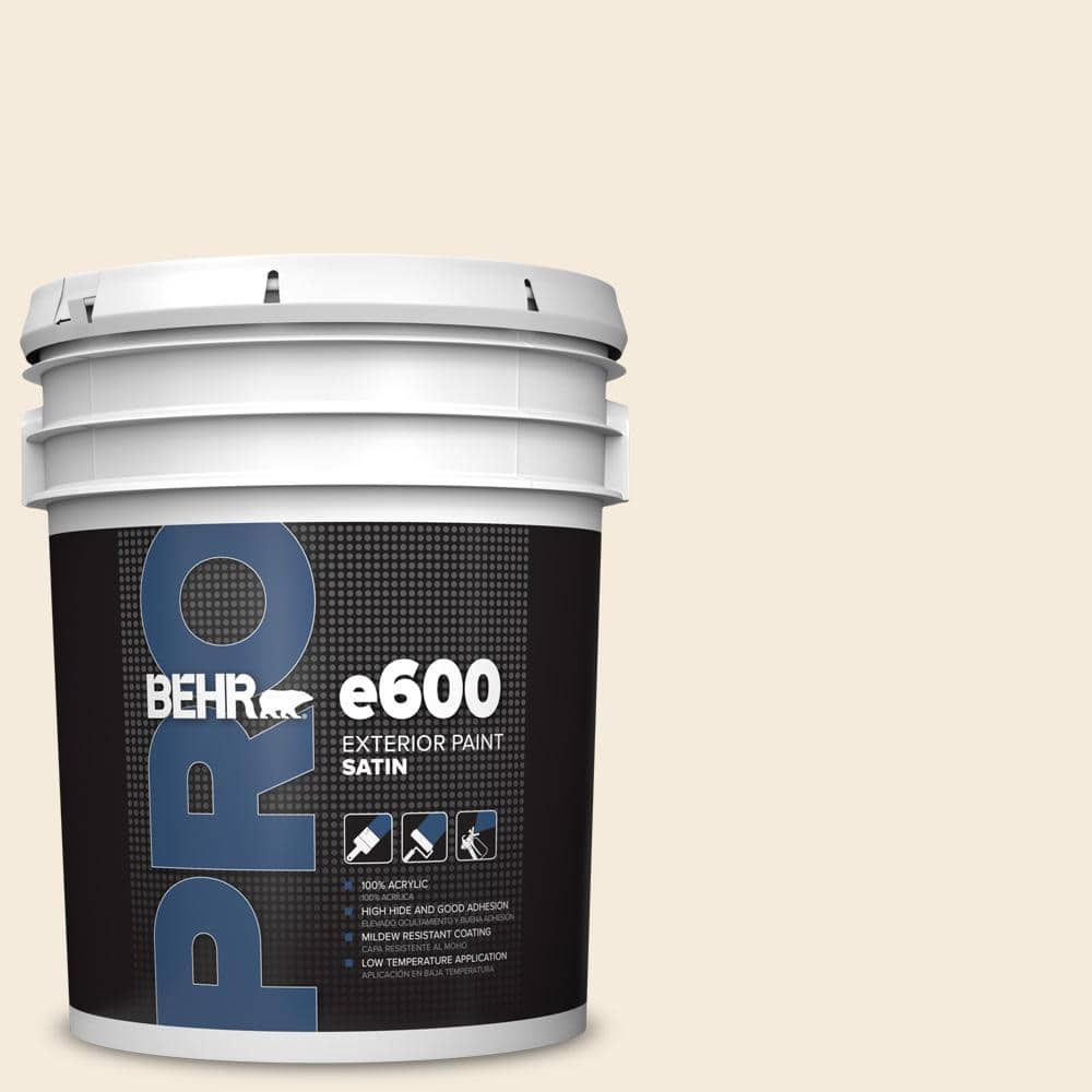 BEHR PRO 5 gal. #PPU5-10 Heavy Cream Satin Enamel Exterior Paint ...
