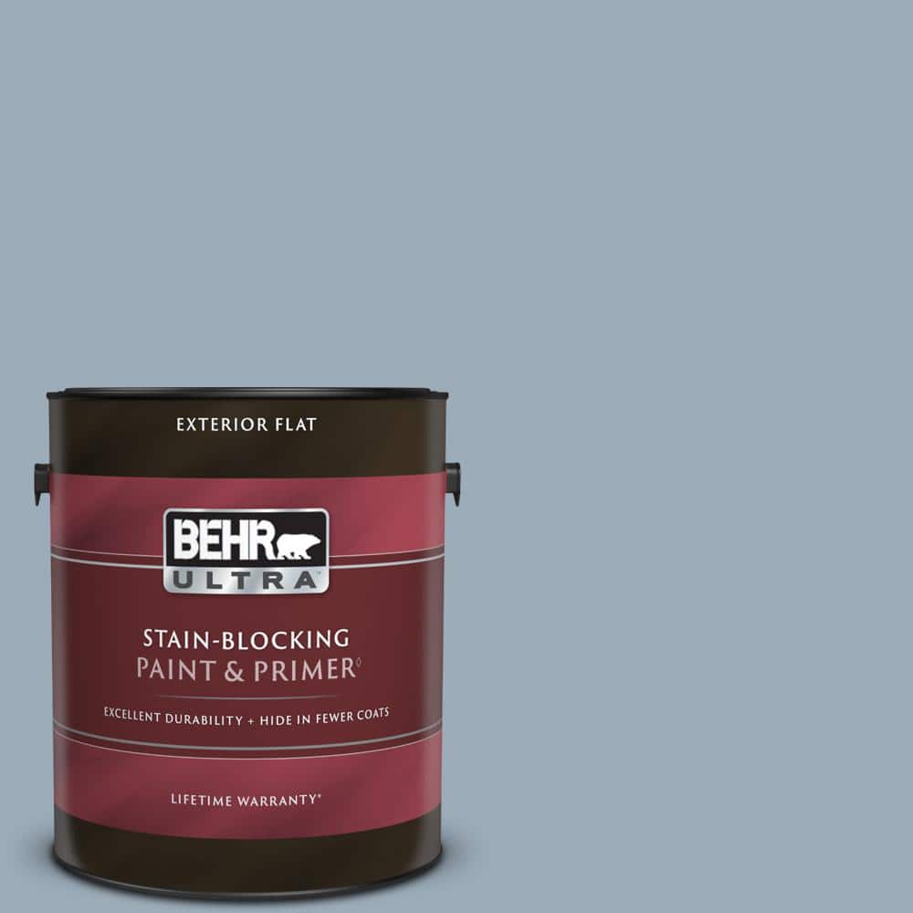 BEHR ULTRA 1 gal. #570F-4 Blue Willow Flat Exterior Paint & Primer ...