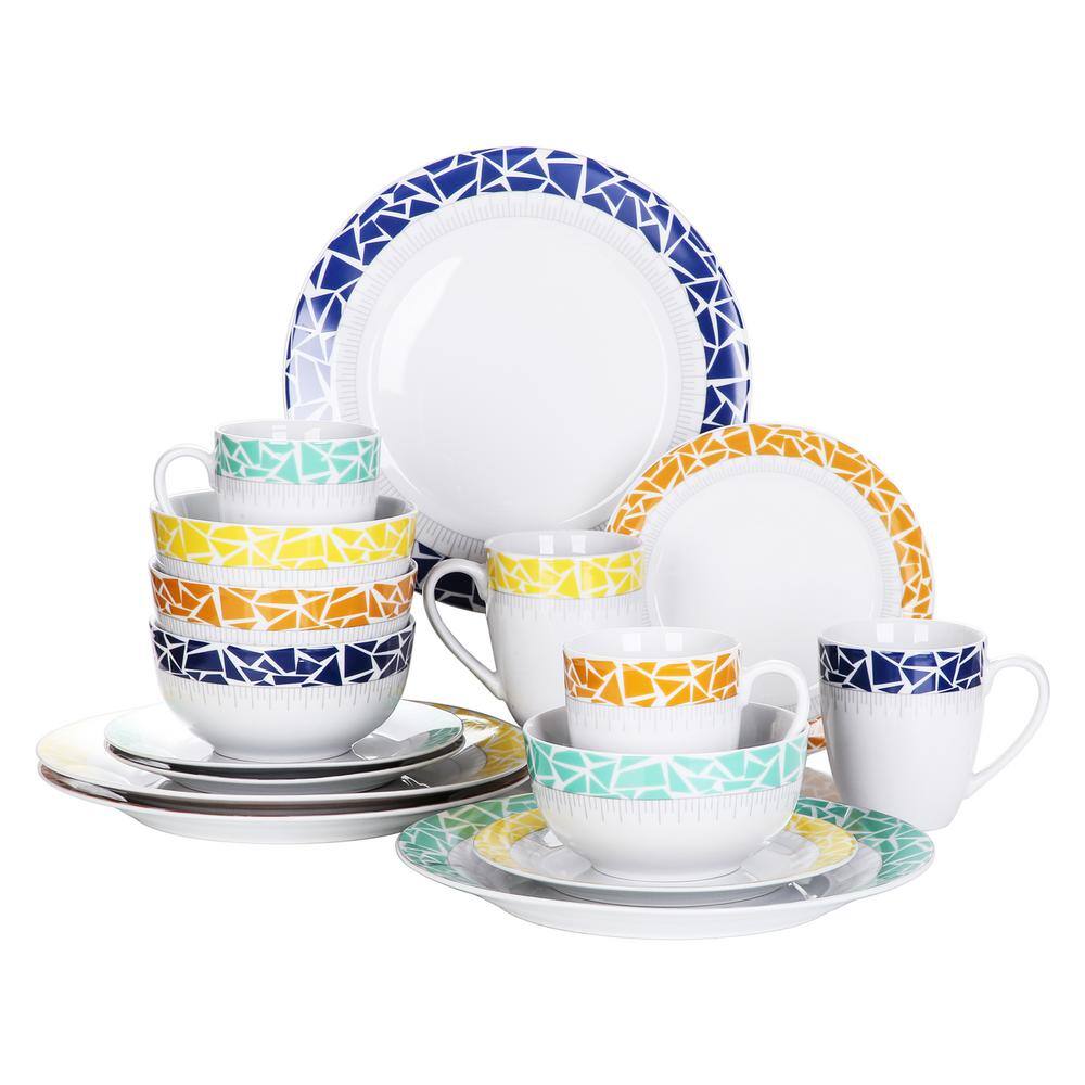 VEWEET 16-Piece Assorted Colors Porcelain Dinnerware Set Plates and ... VEWEET 16-Piece Assorted Colors Porcelain Dinnerware Set Plates and ...