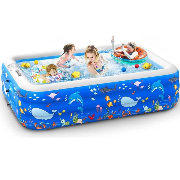 Cisvio 100 in. x 71 in. x 22 in. Inflatable Swimming Rectangle Pools ...