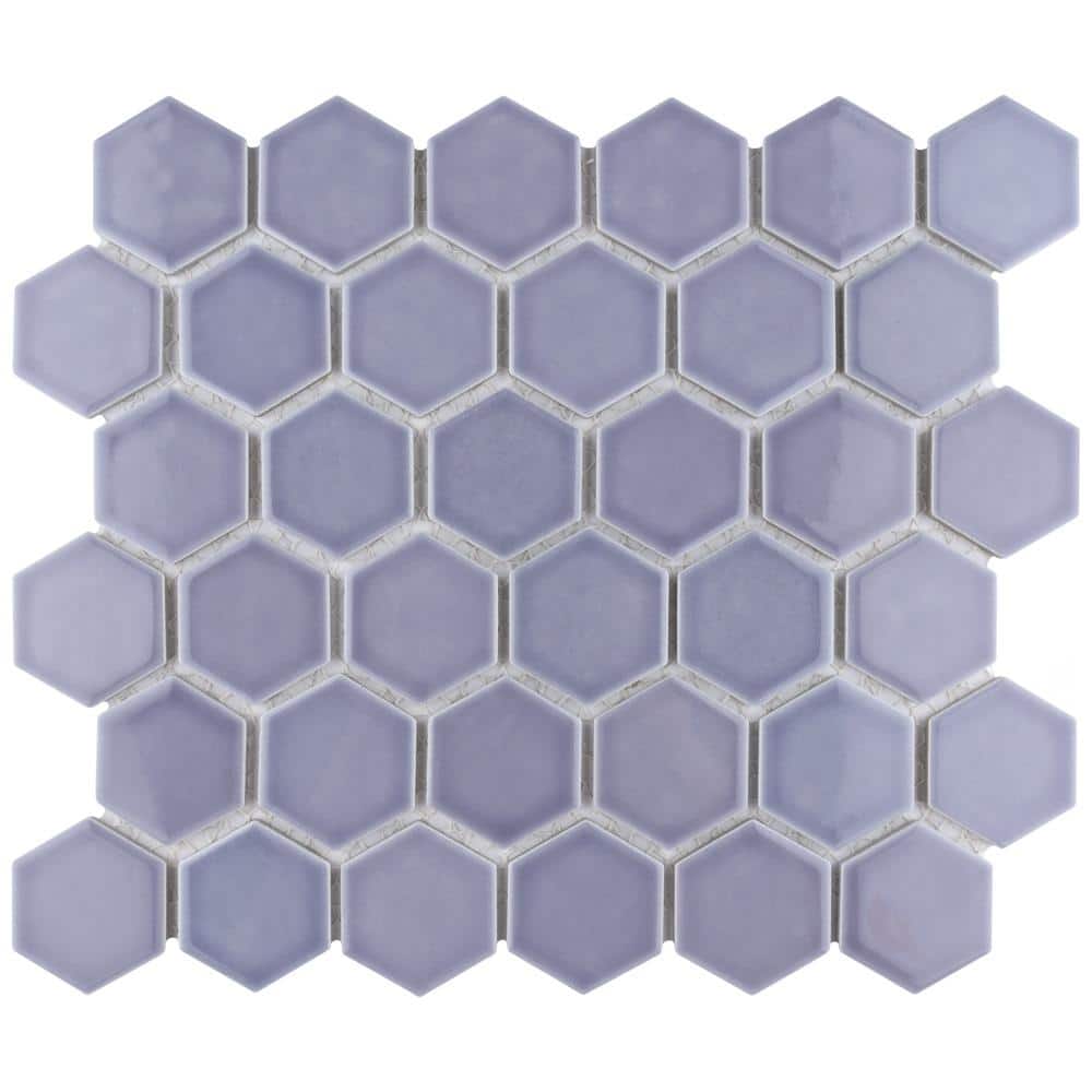 Merola Tile Hudson Due 2" Hex Lavendar 6 in. x 6 in. Porcelain Mosaic ...