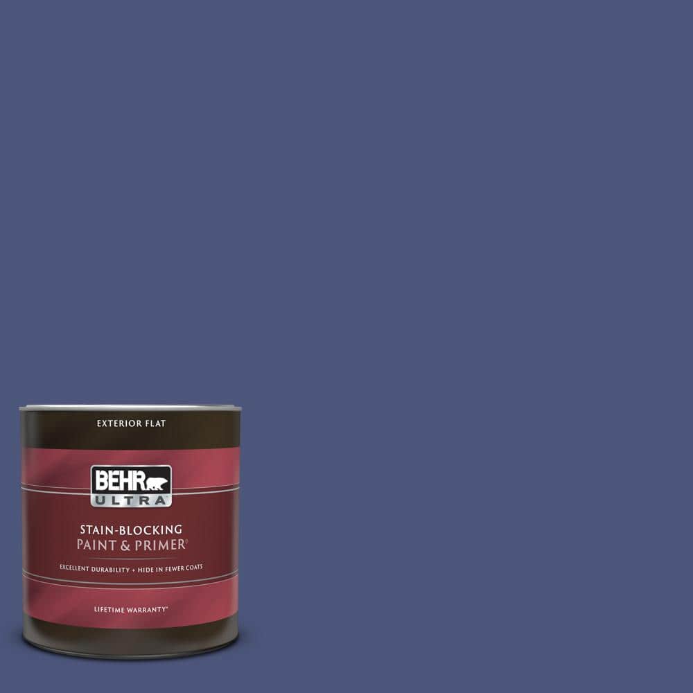 BEHR ULTRA 1 qt. #620D-7 Deep Indigo Flat Exterior Paint & Primer ...