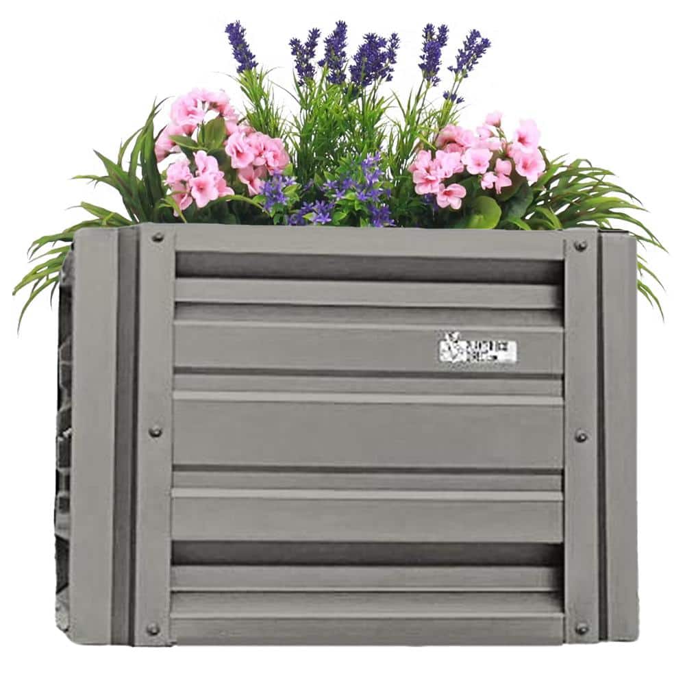 ALL METAL WORKS 24 inch by 24 inch Square Slate Gray Metal Planter Box ...
