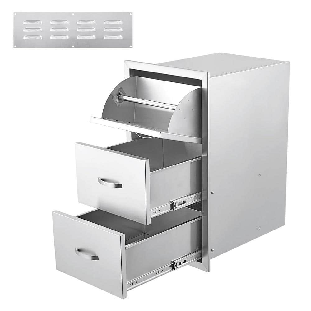 Garvee 17 in. W x 21 in. D x 30 in. H Stainless Steel 2 Drawer Access ...