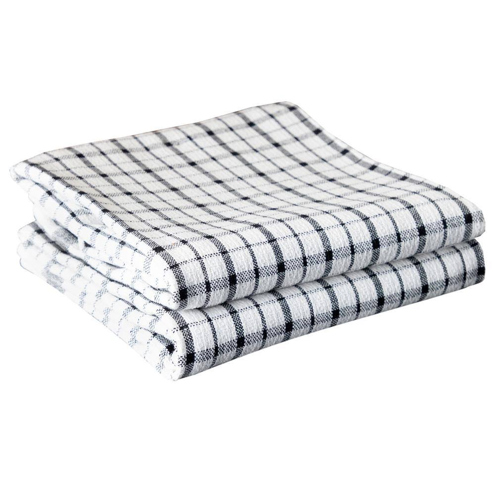 RITZ Royale Wonder Towel Black Checkered Cotton Kitchen Towel Set Of 2 RITZ Royale Wonder Towel Black Checkered Cotton Kitchen Towel Set Of 2