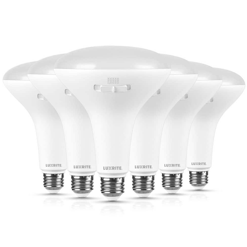 LUXRITE 90 Watt Equivalent BR40 LED Light Bulb 5CCT 12-Watt 1080 Lumens ...