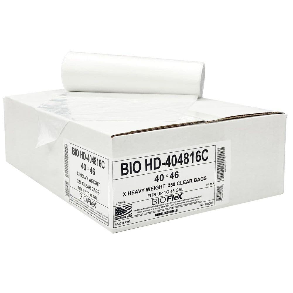 Aluf Plastics 45 Gal. Clear Trash Bags (250 Count) With Bio Flex ...