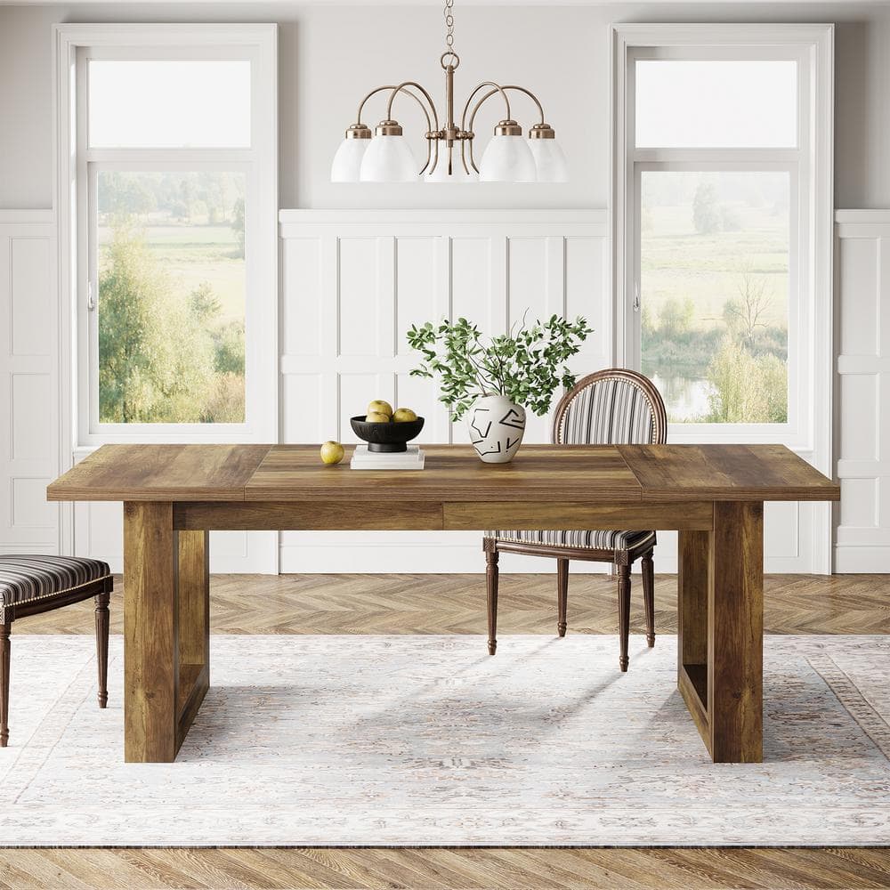 BYBLIGHT Roesler Brown Wood 63 in. Sled Rectangle Dining Table ...