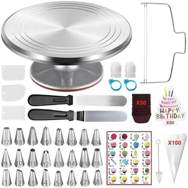 237-Piece Cake Decorating Kit with 12-Inch Aluminium Alloy Rotating ...