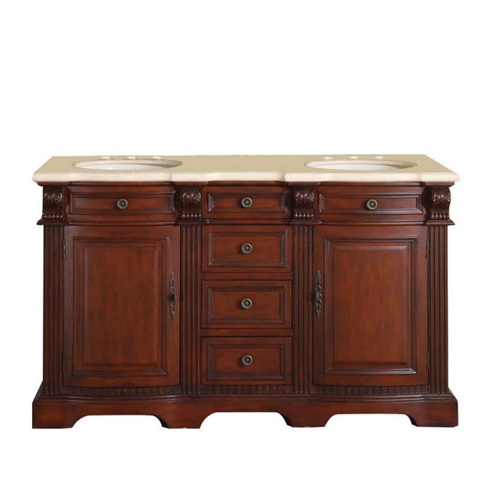 Silkroad Exclusive 58 in. W x 22 in. D Vanity in Brazilian Rosewood ...