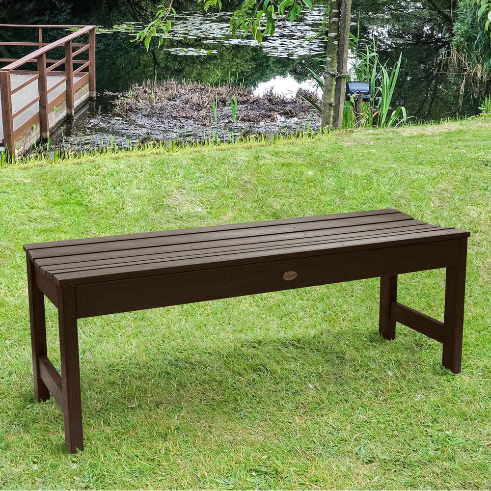 Highwood Lehigh 4 ft. 2-Person Weathered Acorn Recycled Plastic Outdoor ...