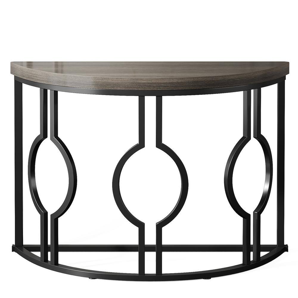 BYBLIGHT Turrella 43 in. Gray Half-Moon Wood Console Table Entryway ...