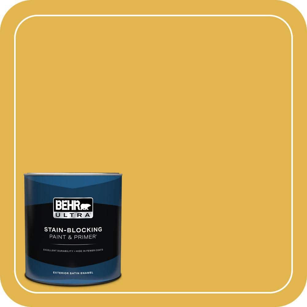 BEHR ULTRA 1 qt. #360D-6 Yellow Gold Satin Enamel Exterior Paint ...