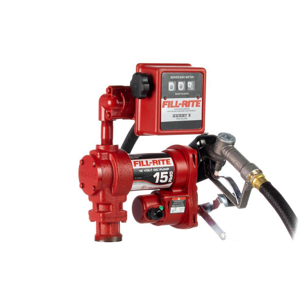 FILL-RITE 12-Volt 15 GPM 1/4 HP Fuel Transfer Pump (Mechanical Meter ...