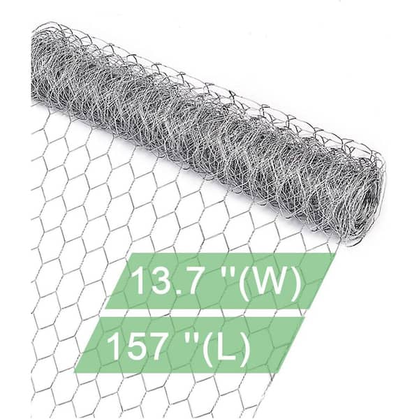 Justincity Galvanized Chicken Wire Mesh 13.7in x 157in Animal Barrier ...