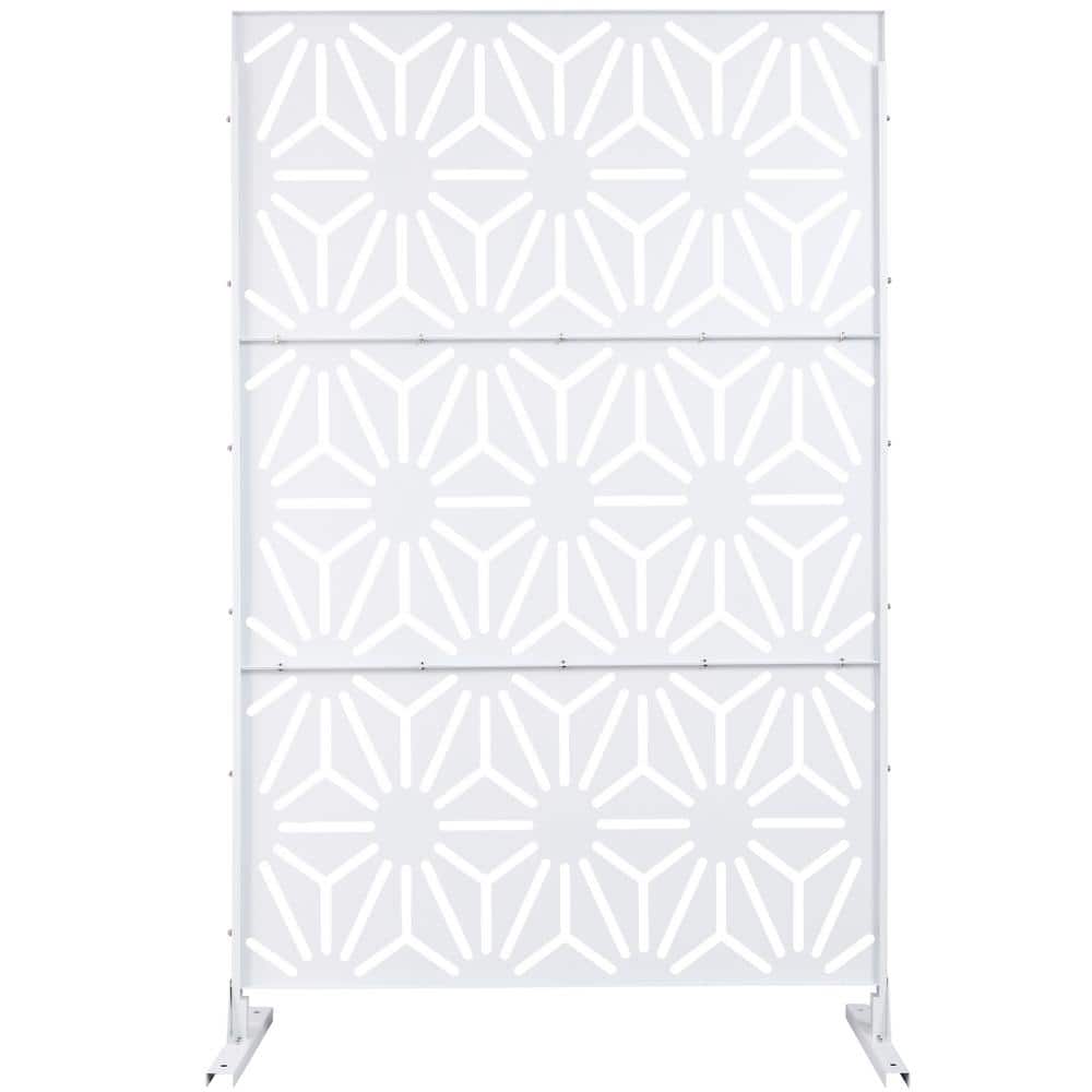 Zeus & Ruta 6.3 ft. H x 4 ft. W White Metal Privacy Screen Freestanding ...
