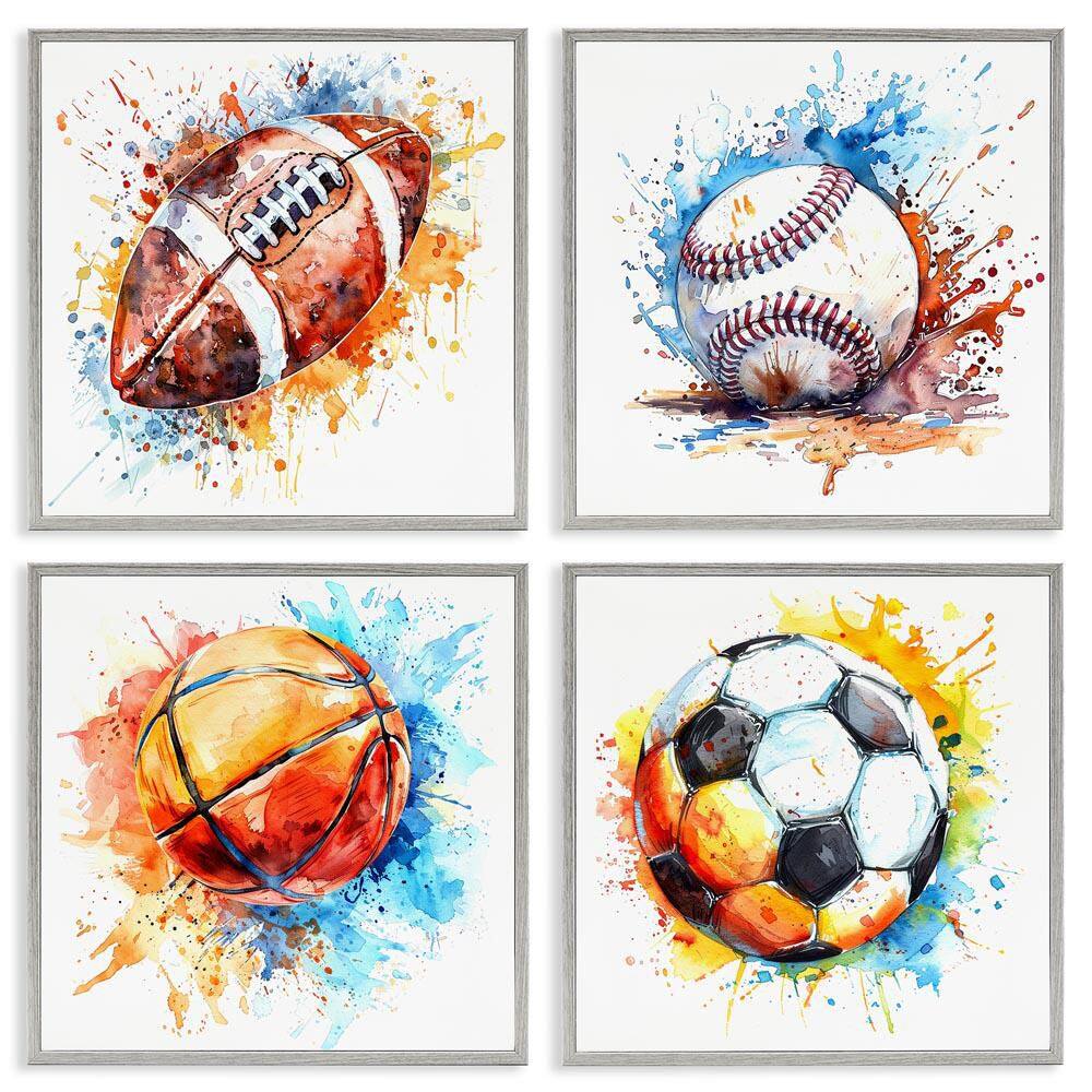 Stupell Industries Modern Splash Sports Balls by LSR Design Studio 4 ...