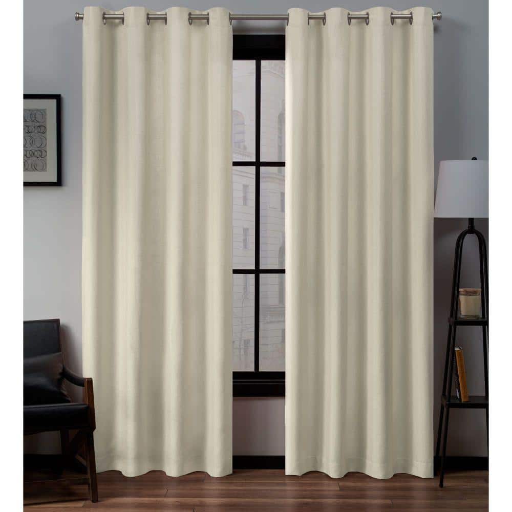 EXCLUSIVE HOME Loha Ivory Solid Light Filtering Grommet Top Curtain, 54 ...