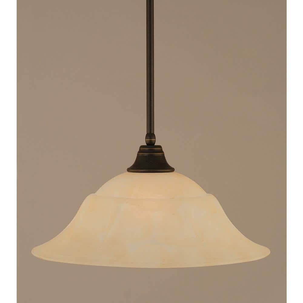 Sparta 100-Watt 1-Light Dark Granite Bowl Mini Pendant Light with Glass ...