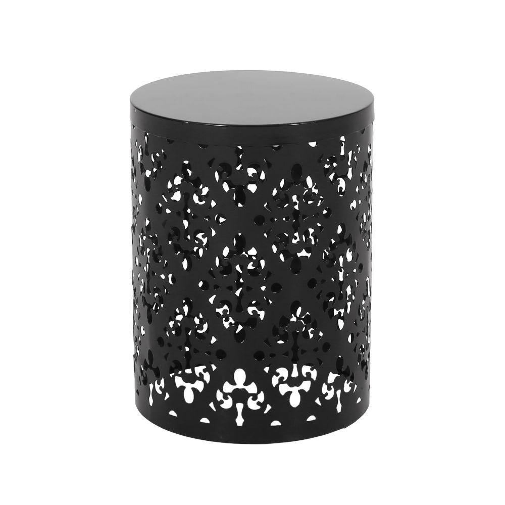 ITOPFOX Black Iron Cut Design Outdoor Side Table Hollow Framework ...